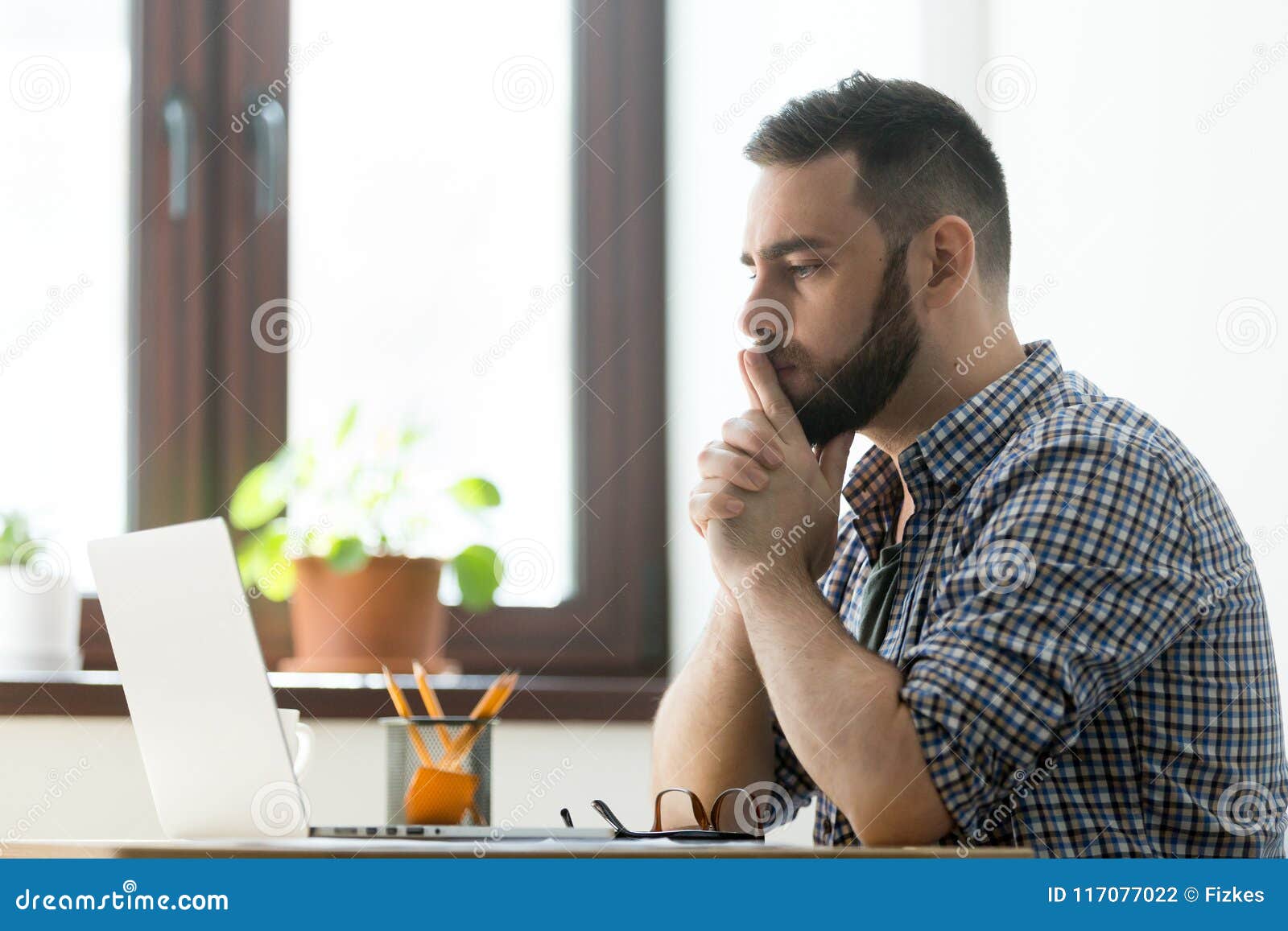 Thoughtful Male Considering Business Problem Solution Stock Photo ...