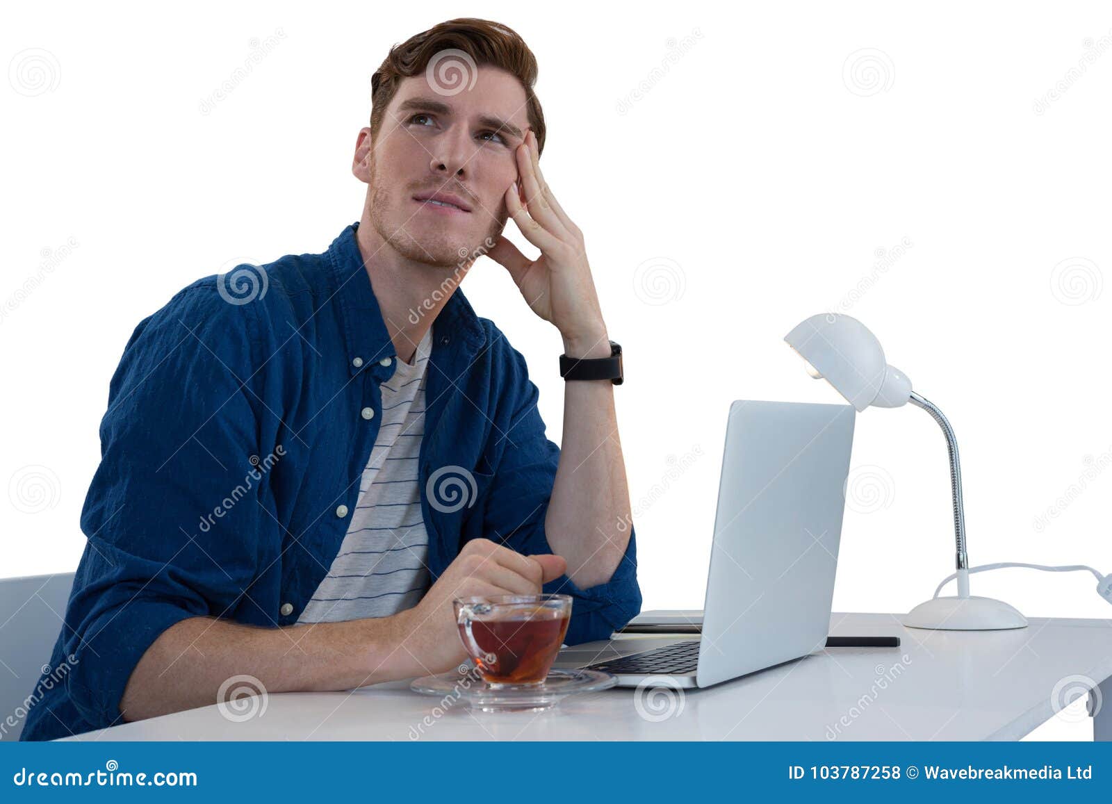 Thoughtful Male Executive Using Laptop Stock Photo - Image of leisure ...