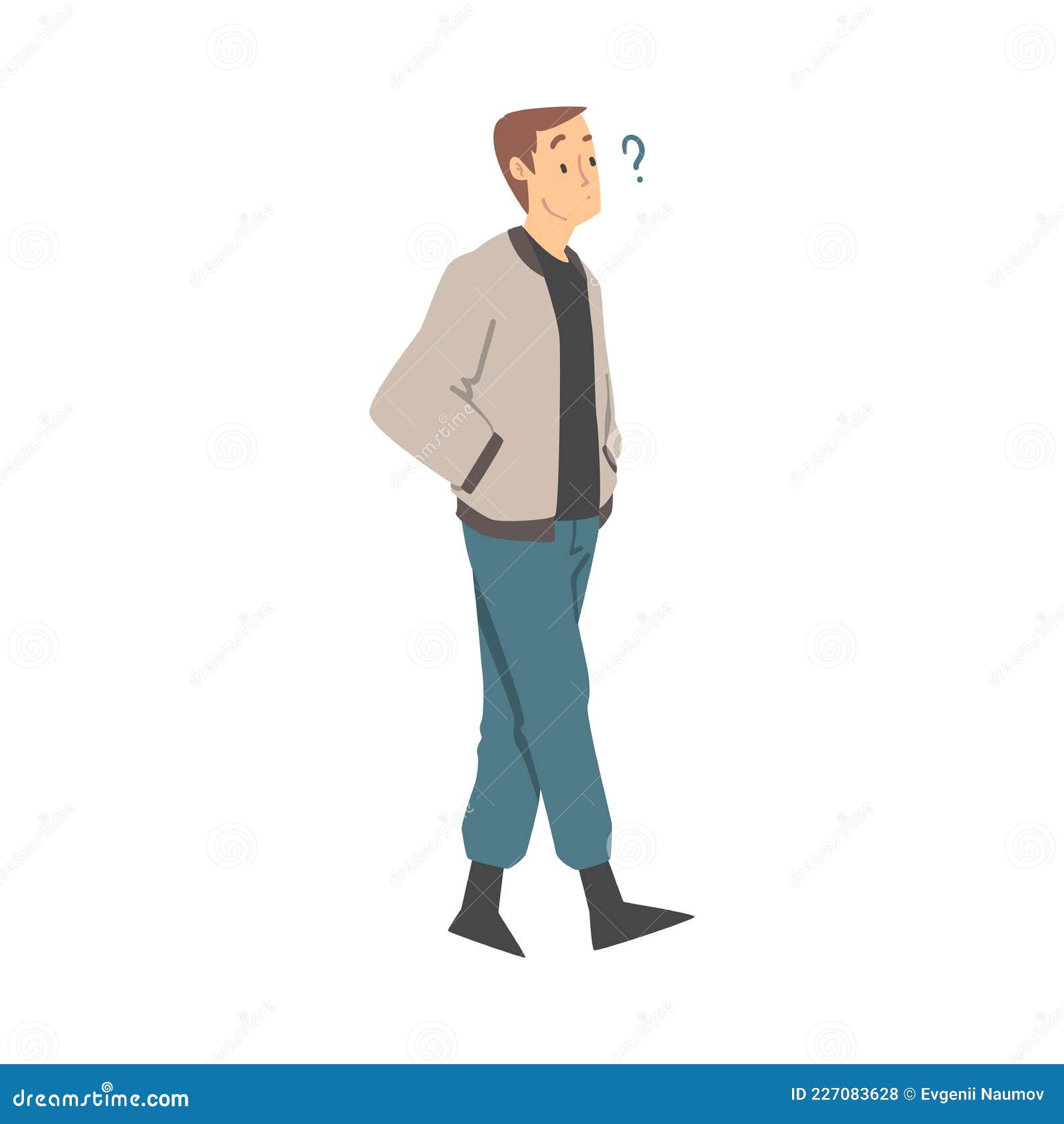 Thoughtful Man Character and Question Mark Thinking Over the Matter ...