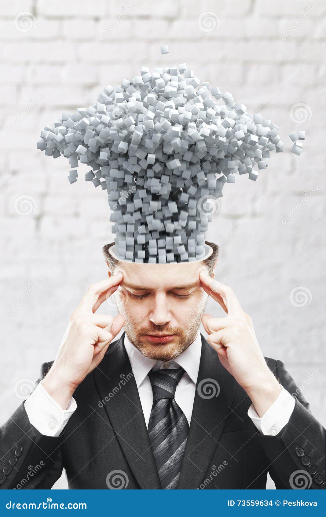 Exploded Cubes- Black And White Generative Glitch Artwork Stock Photo ...