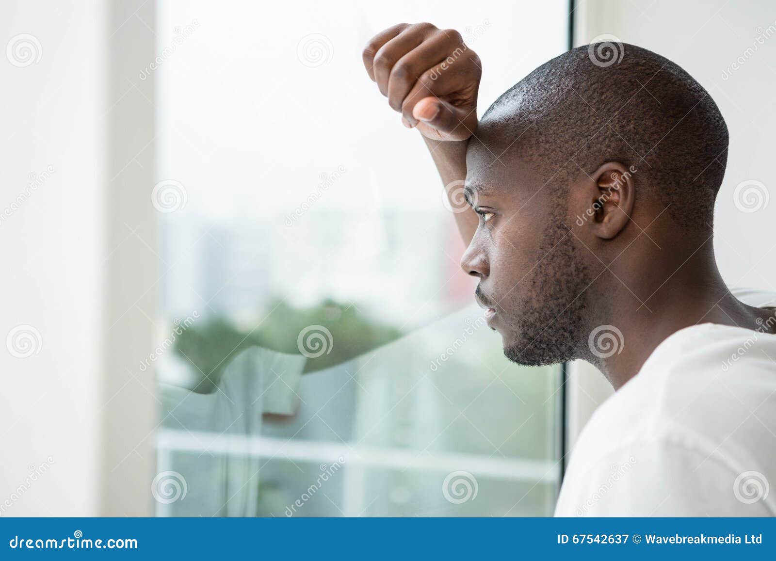 Thoughtful Man Looking Out the Window Stock Image - Image of home ...