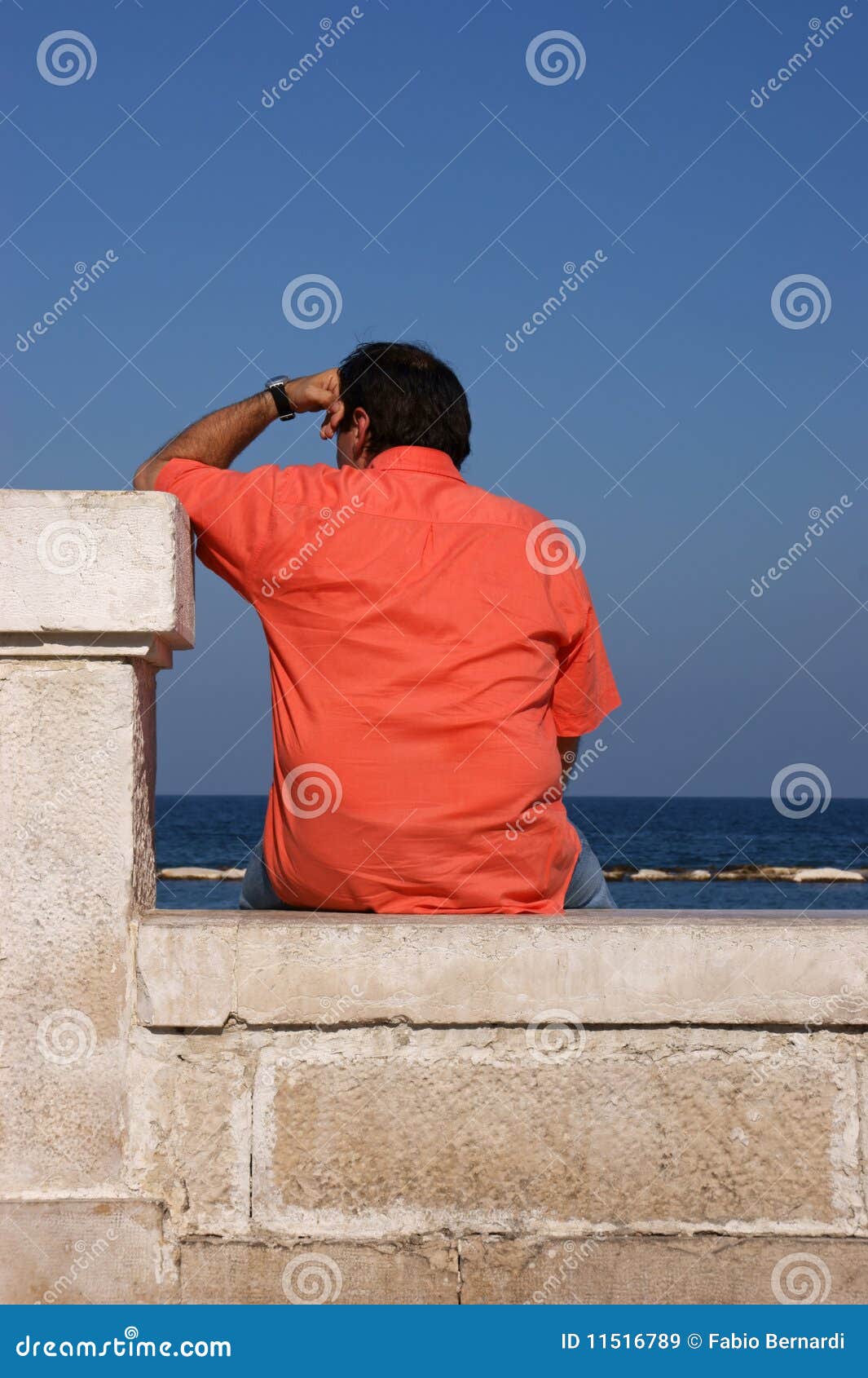 Thoughtful Man Looking at the Sea Stock Image - Image of water ...