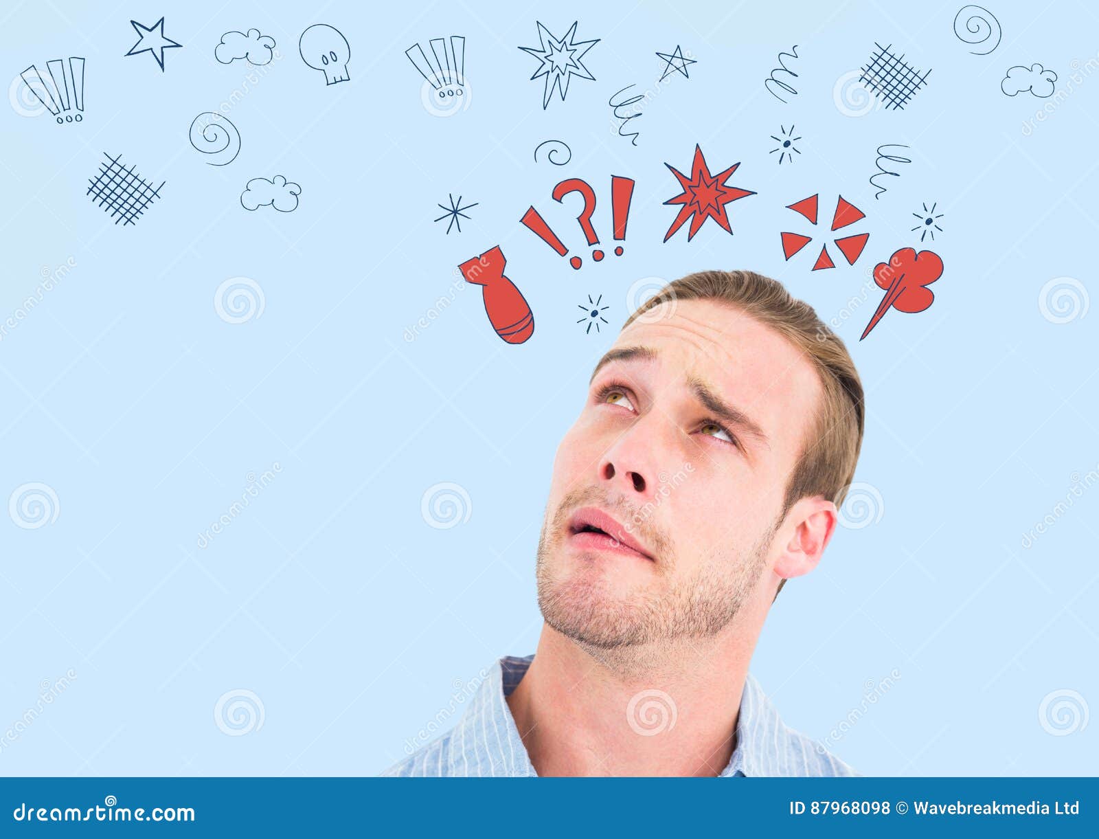 Thoughtful Man Looking at Various Graphics Stock Photo - Image of ...