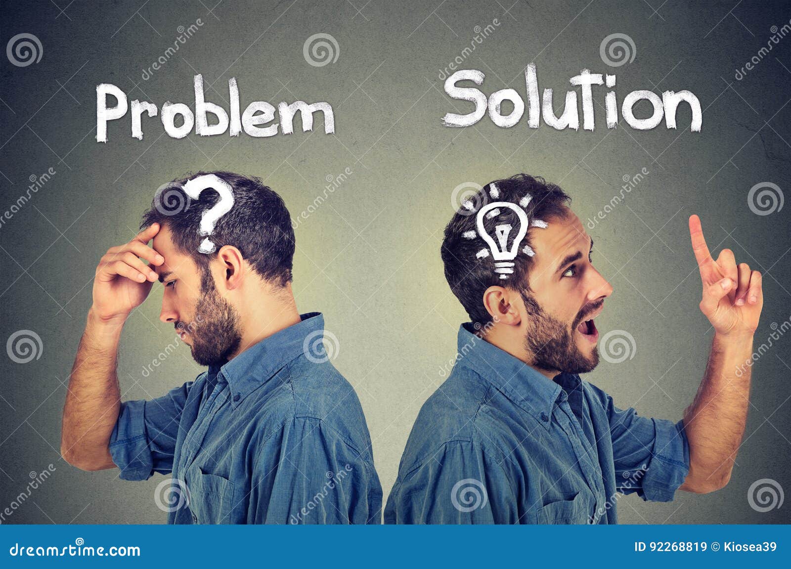 Thoughtful Man with Question Mark Has a Solution Bright Idea Stock ...