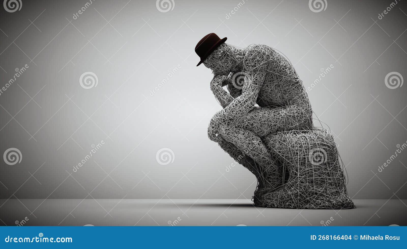 Thoughtful Man Sitting Down. Confusion and Overthinking Concept Stock ...