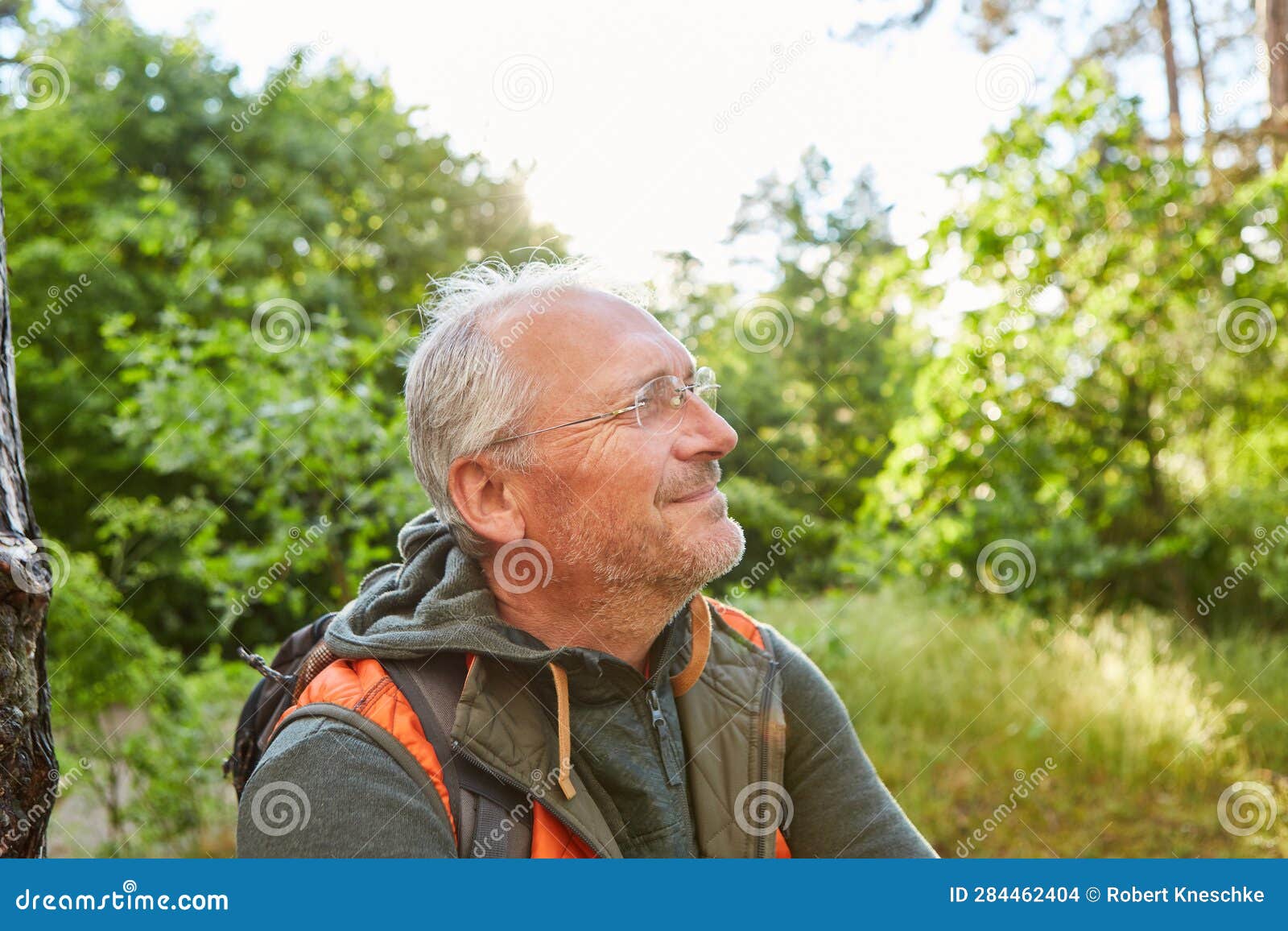 Thoughtful Man while Sitting in Forest during Vacation Stock Photo ...