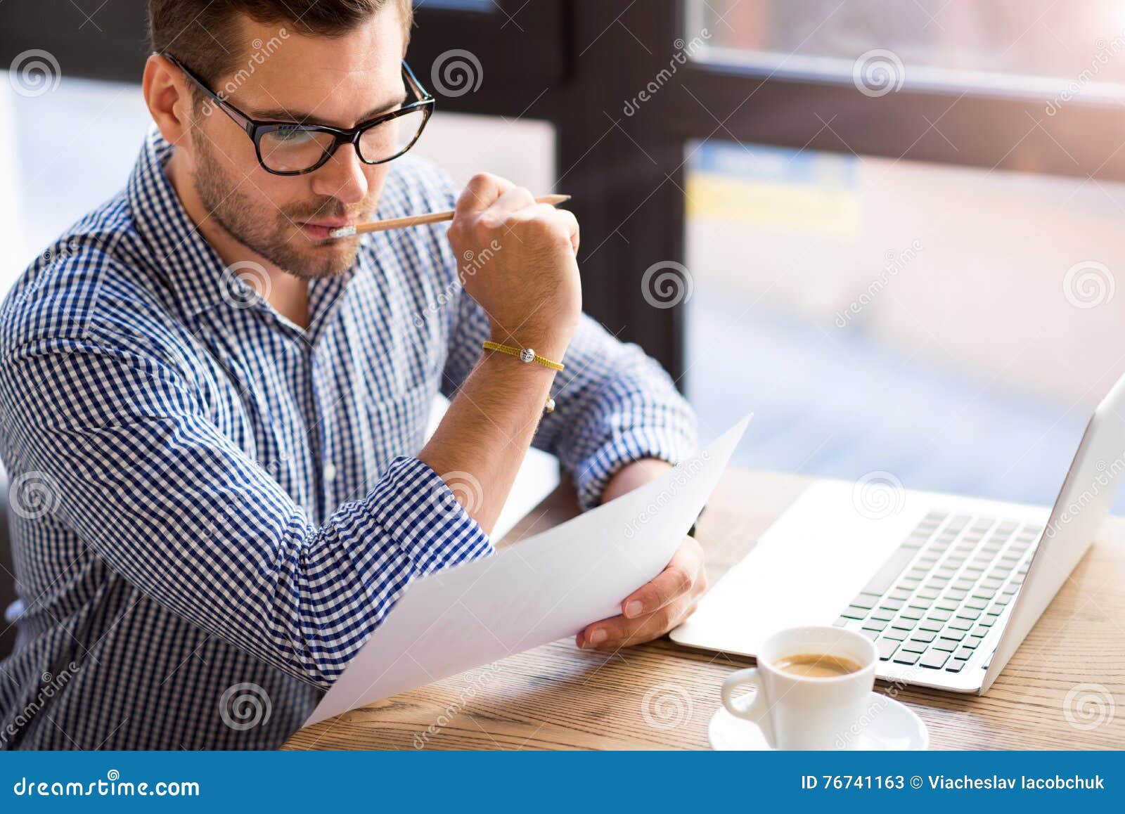 Thoughtful Man Sitting at the Table Stock Image - Image of emotion ...