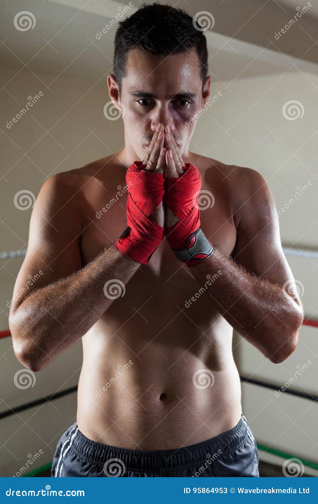 Thoughtful Man Standing in Boxing Ring Stock Image - Image of boxer ...