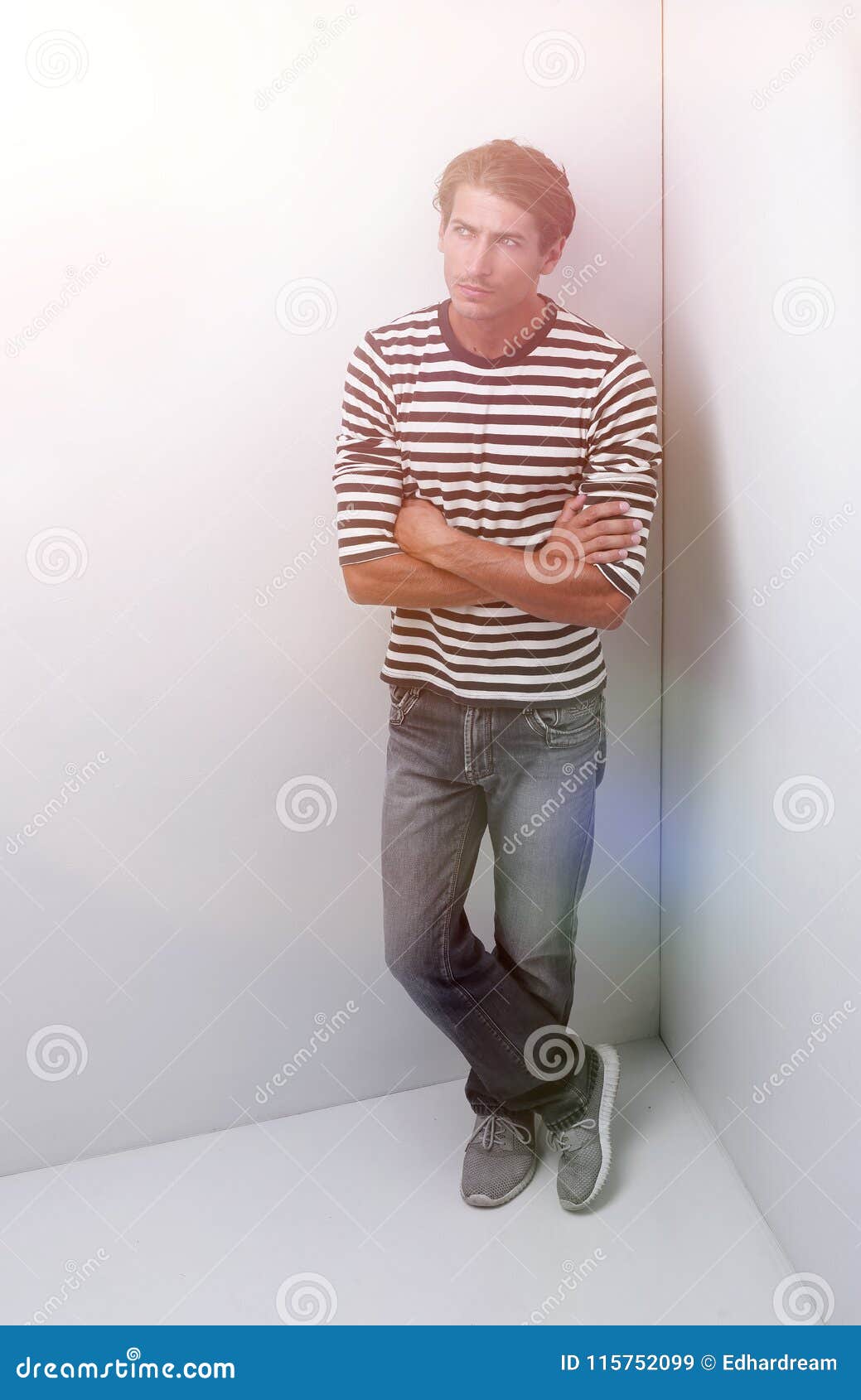 Thoughtful Man Standing in the Corner Stock Image - Image of ...