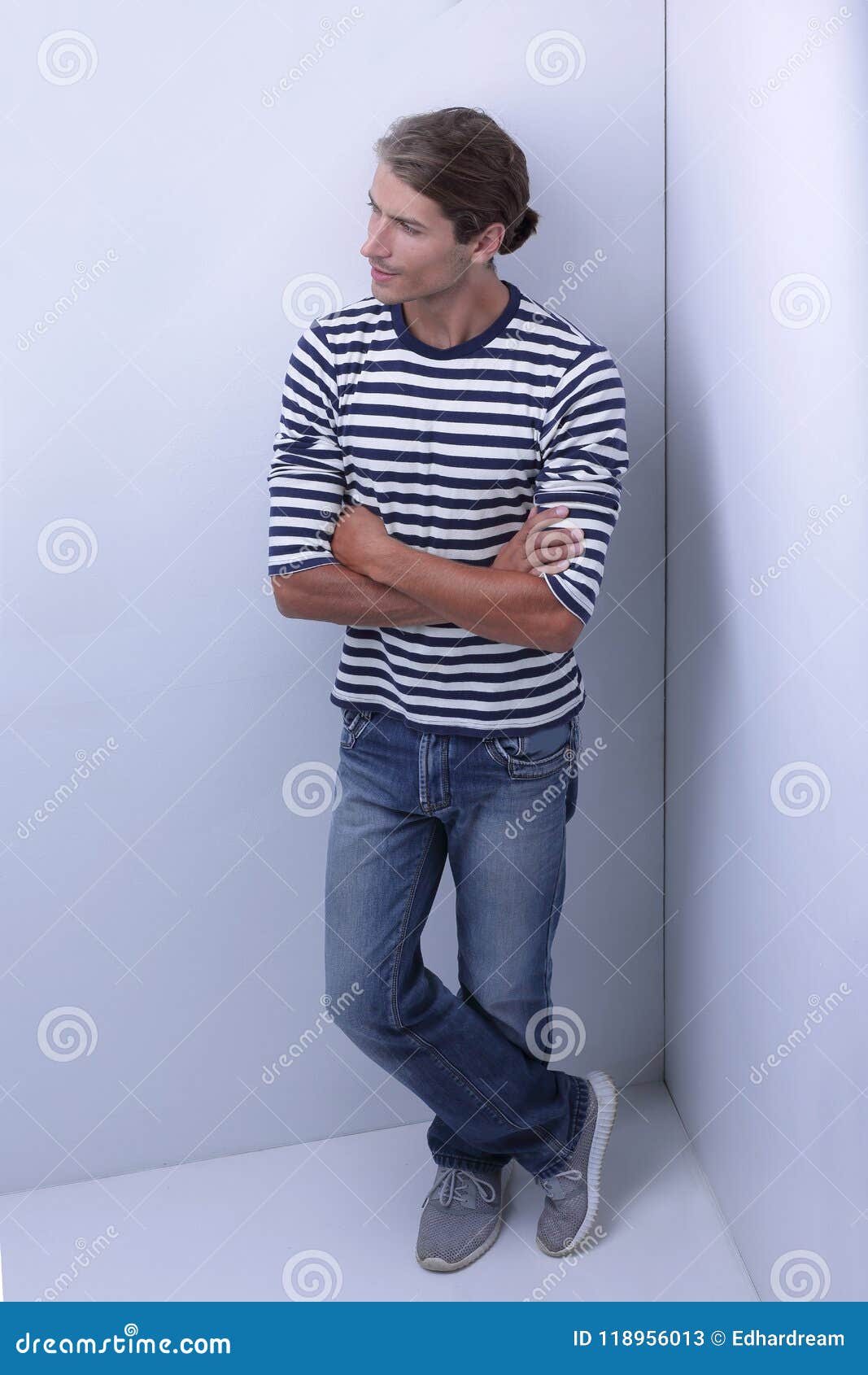 Thoughtful Man Standing in the Corner Stock Image - Image of modern ...