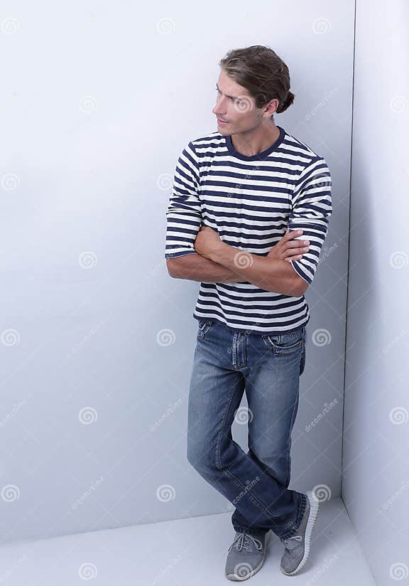 Thoughtful Man Standing in the Corner Stock Photo - Image of ponder ...