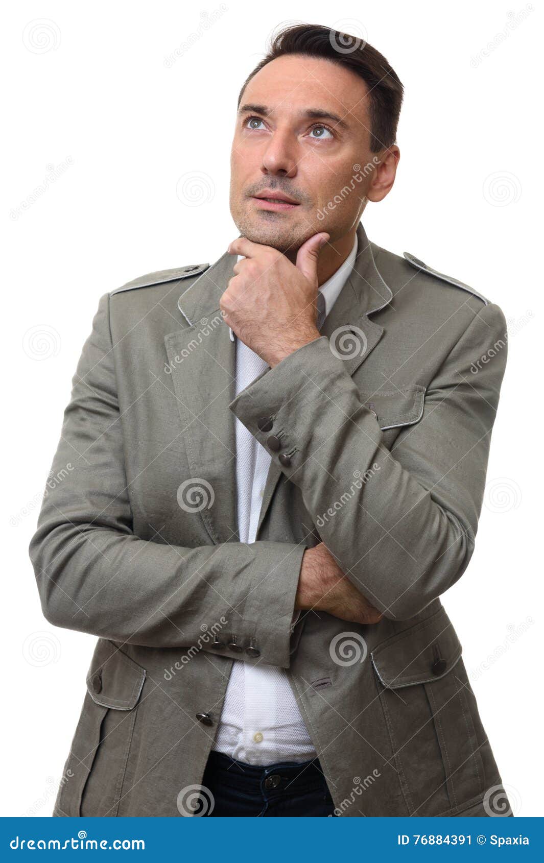 Thoughtful Mid Age Man Isolated Stock Image - Image of space, isolated ...