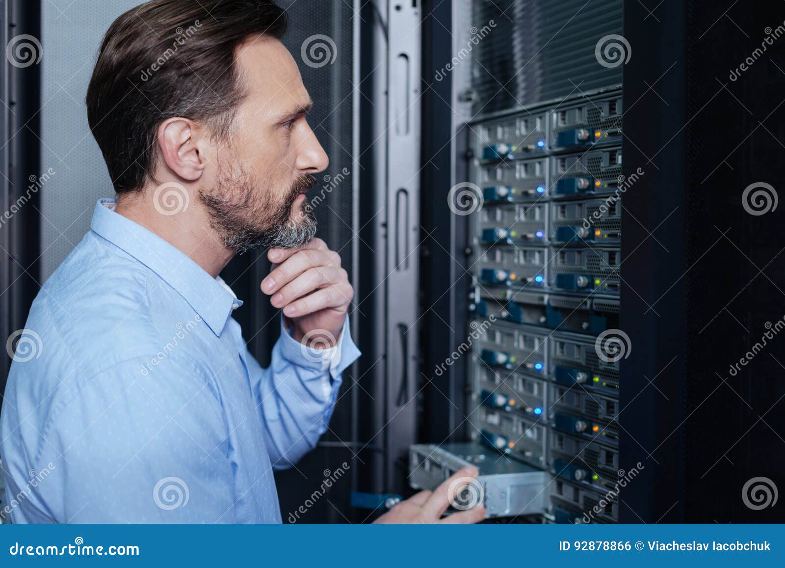Thoughtful Nice Man Looking for a Problem Stock Photo - Image of ...