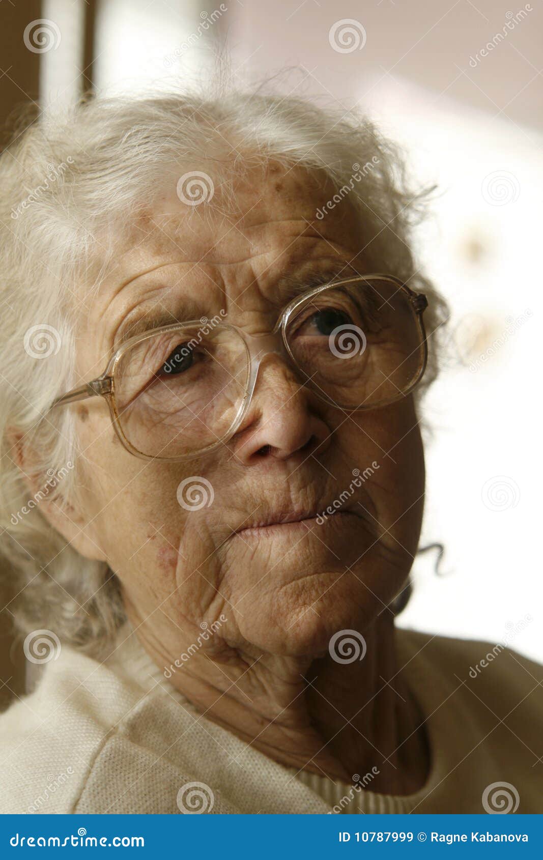 Thoughtful old lady stock image. Image of feeling, hair - 10787999