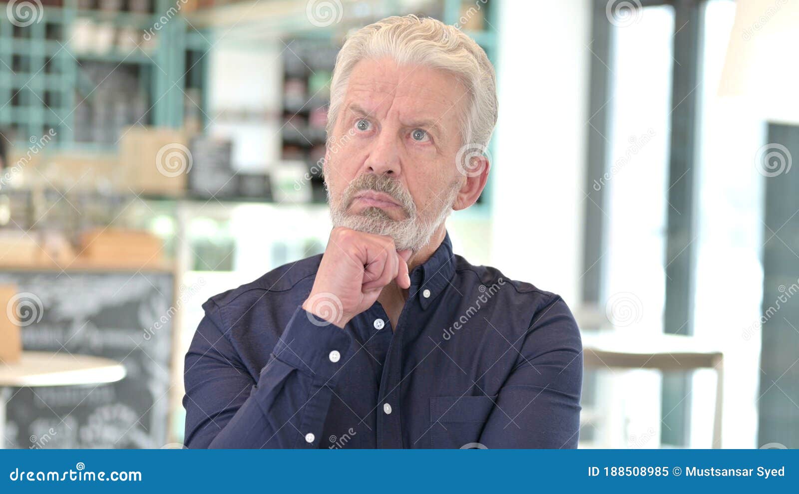Thoughtful Old Man Thinking Stock Image - Image of serious, males ...