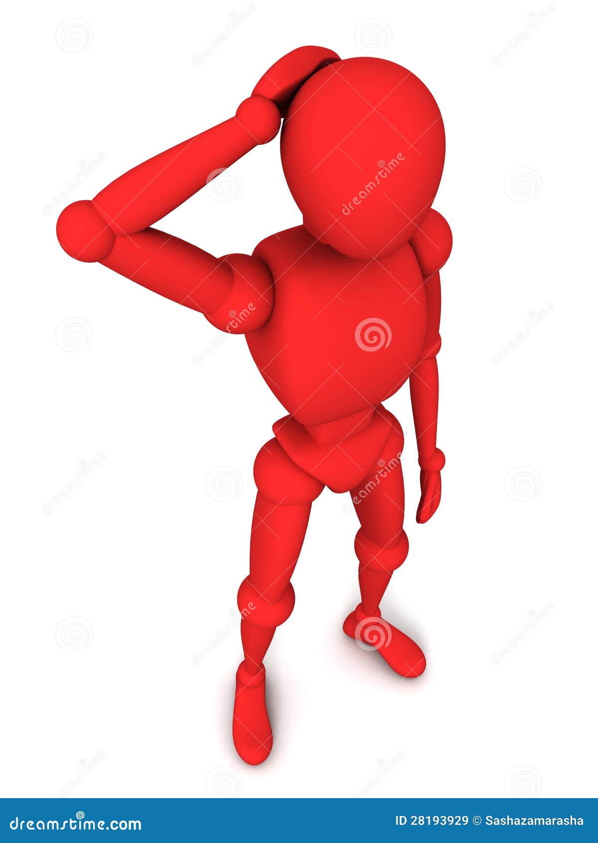 Thoughtful Red 3d Human Thinking on White Stock Illustration ...