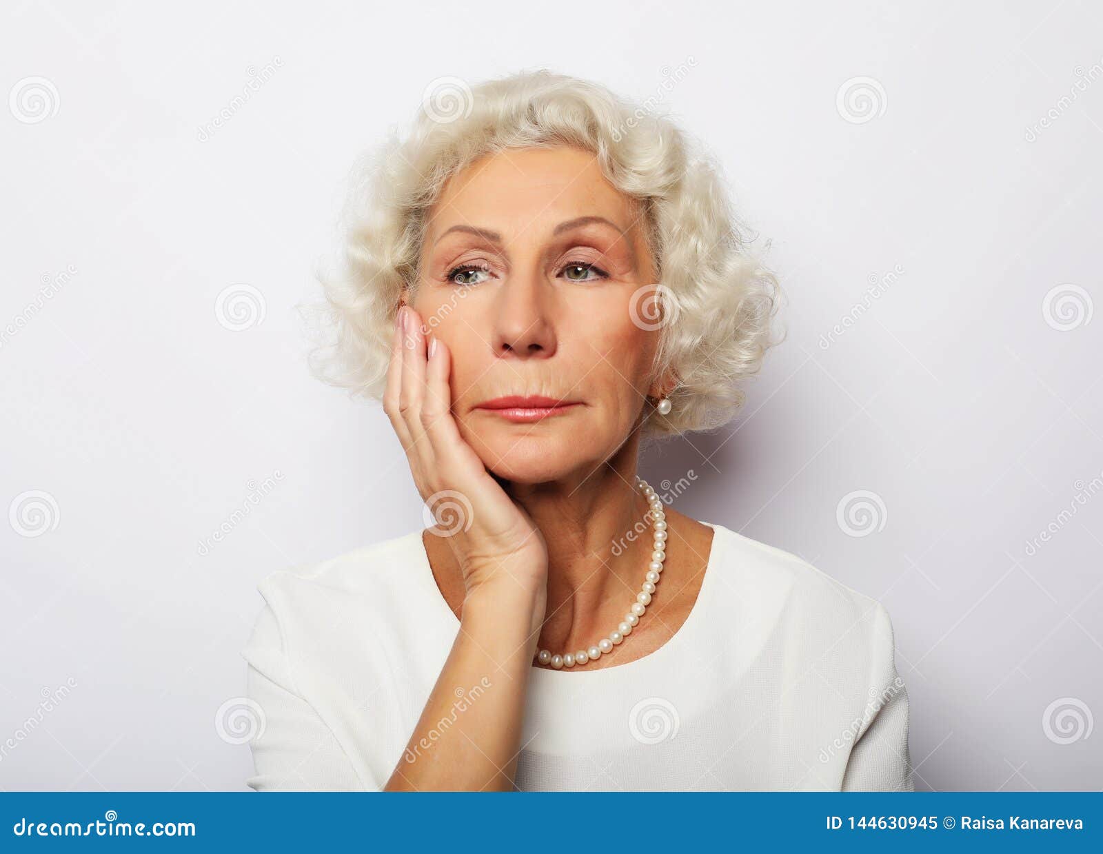 Thoughtful Serious Mature Woman Thinking Of Problem Solution Nea