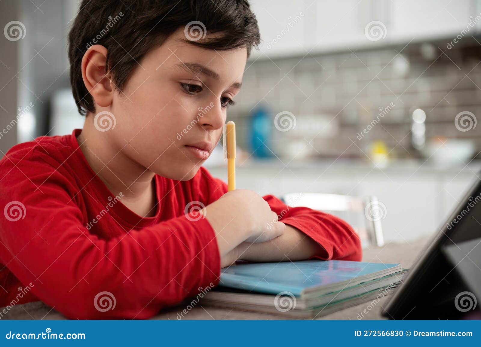 Smart Teenage Schoolboy Solving Mathematics Problems, Doing Home Work ...