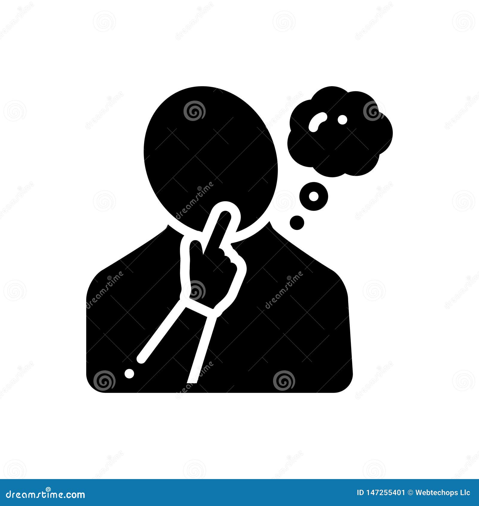 Black Solid Icon for Thoughtful, Considerate and Man Stock Vector ...