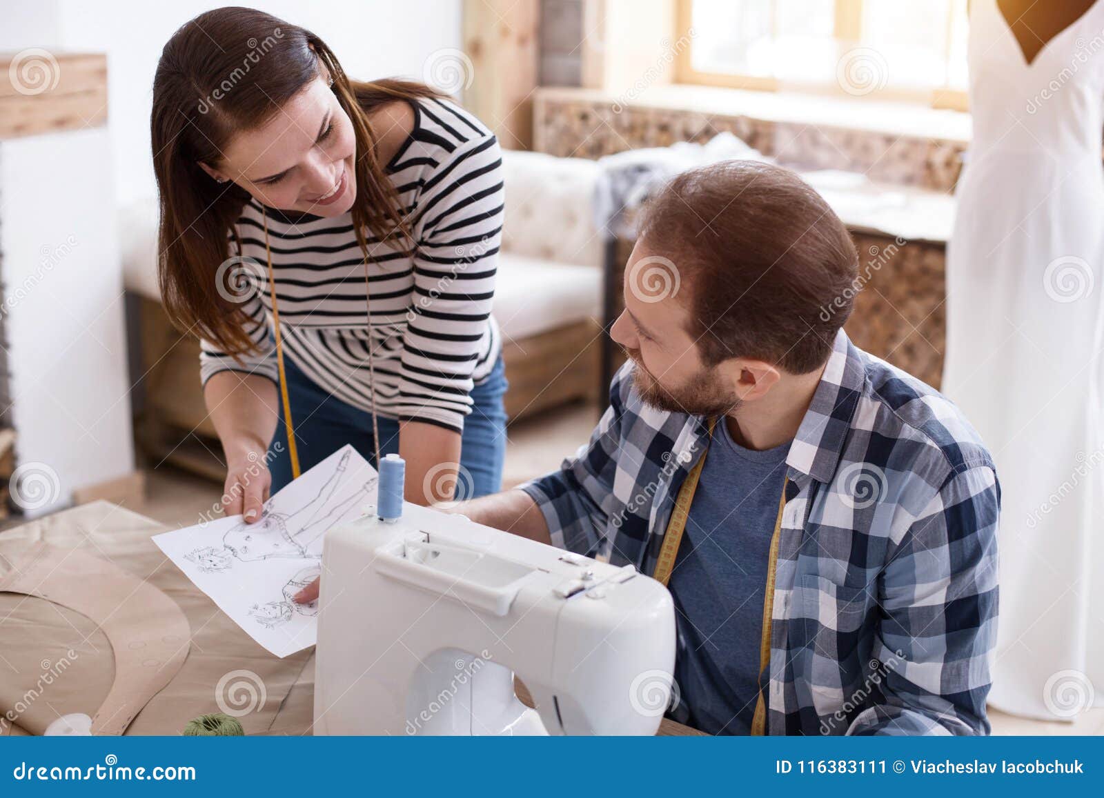 Thoughtful Two Tailors Debating Over Design Stock Image - Image of ...