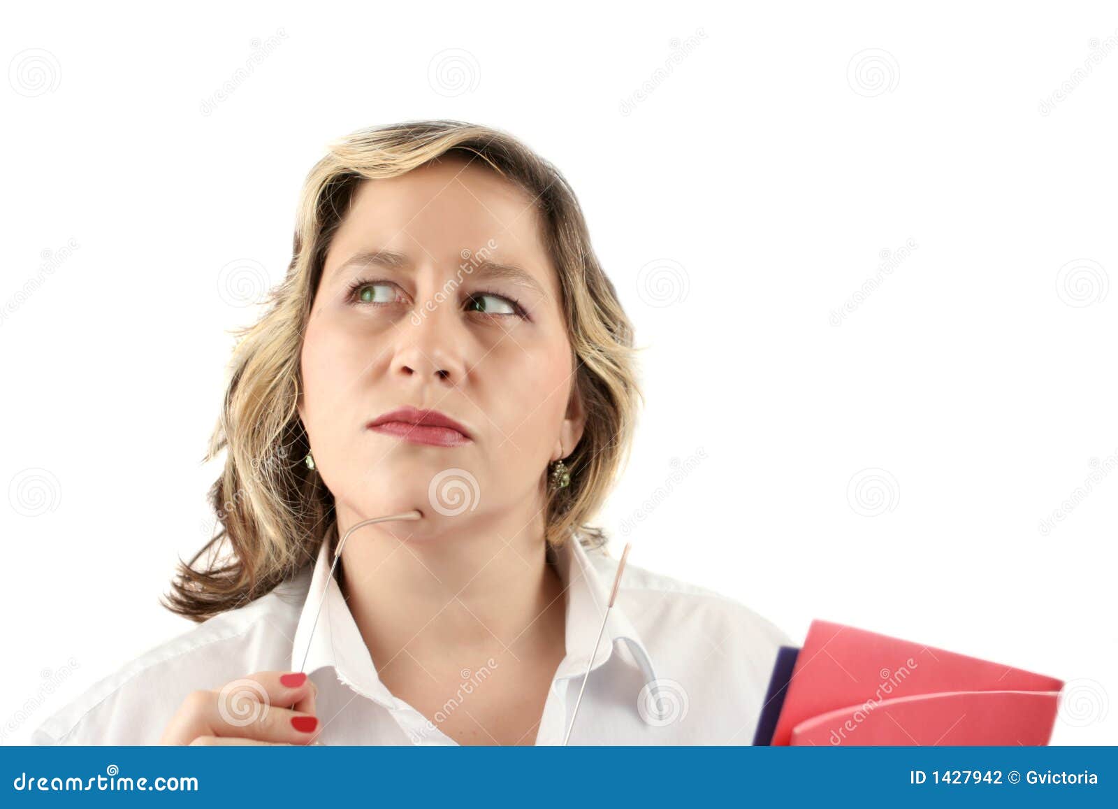 Thoughtful woman stock photo. Image of remembering, office - 1427942