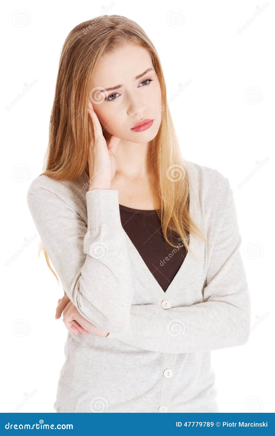 Thoughtful Woman Has a Big Problem Stock Image - Image of face ...
