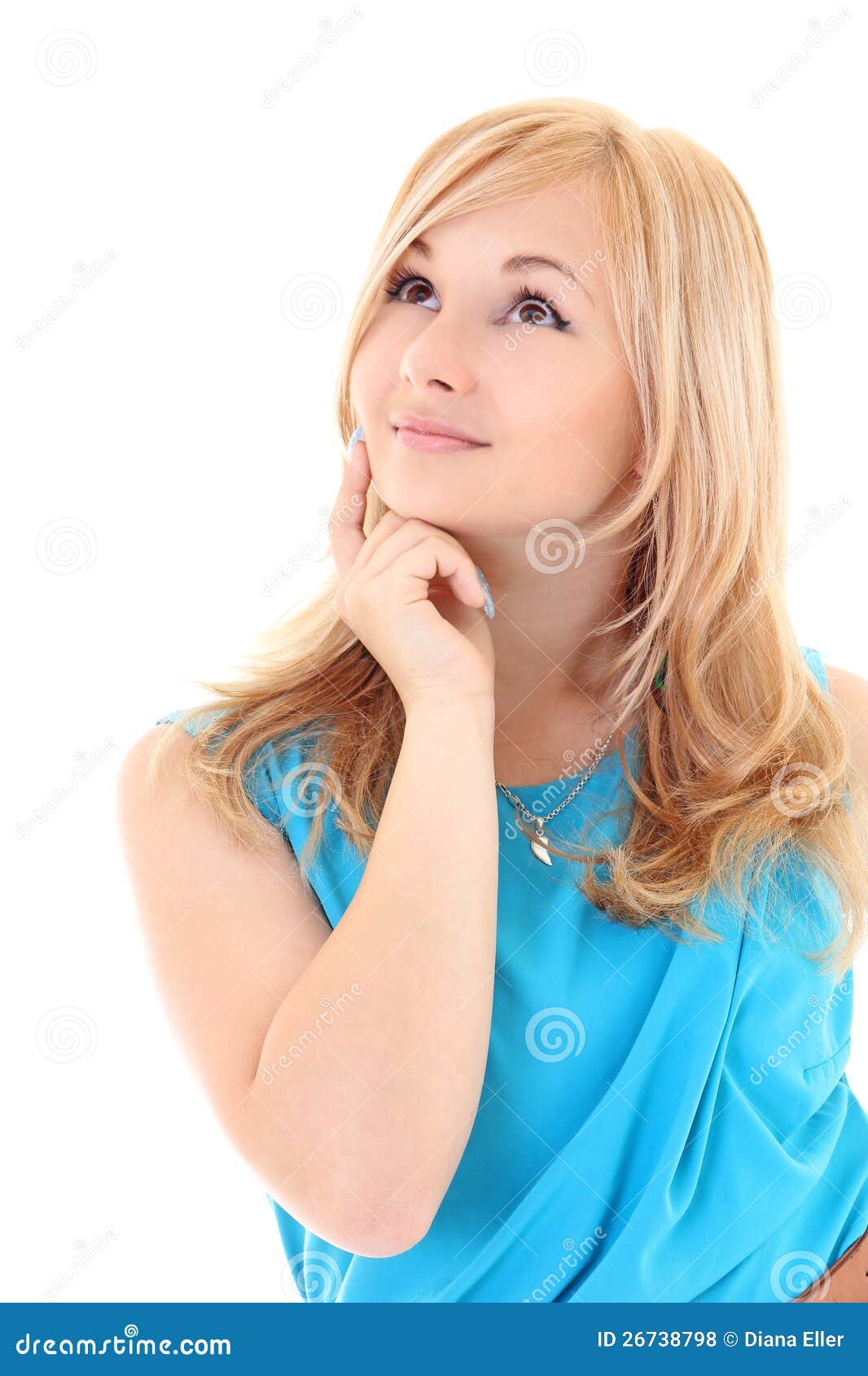 Thoughtful Woman Looking Up Stock Photo - Image of female, business ...