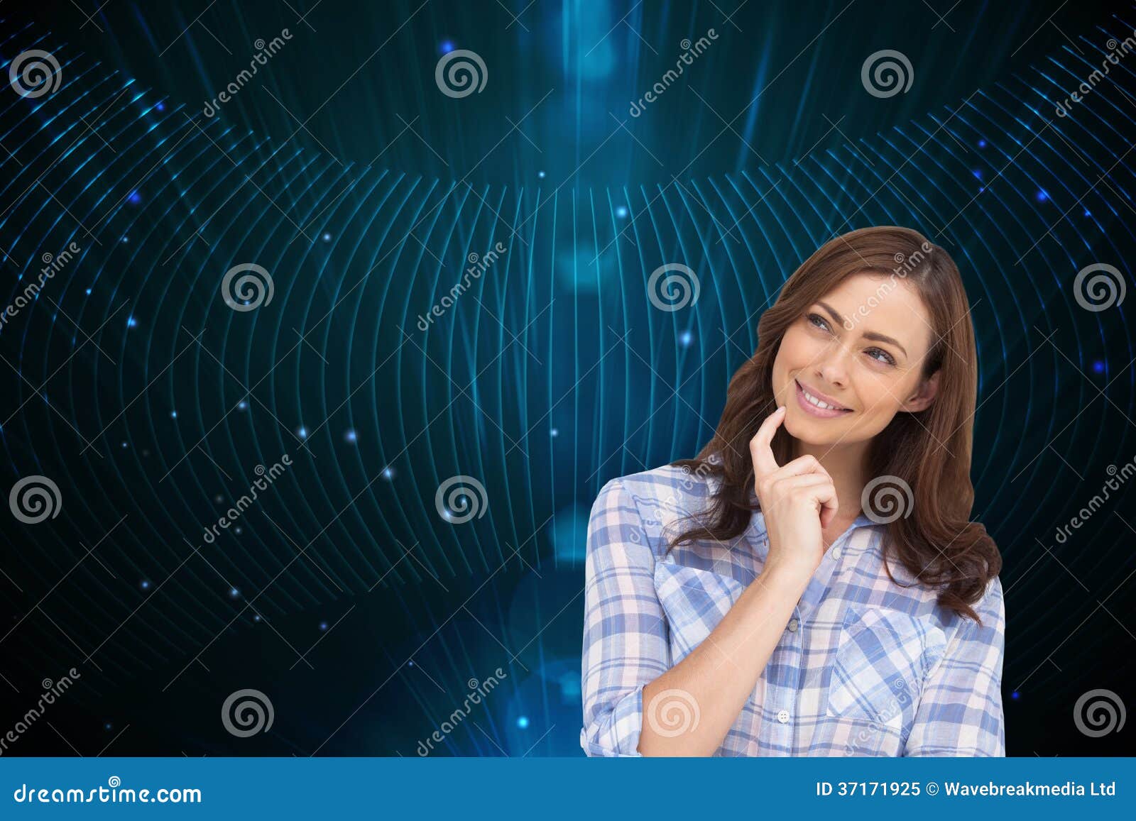 Thoughtful Woman Placing Her Finger on Her Chin Stock Image - Image of ...