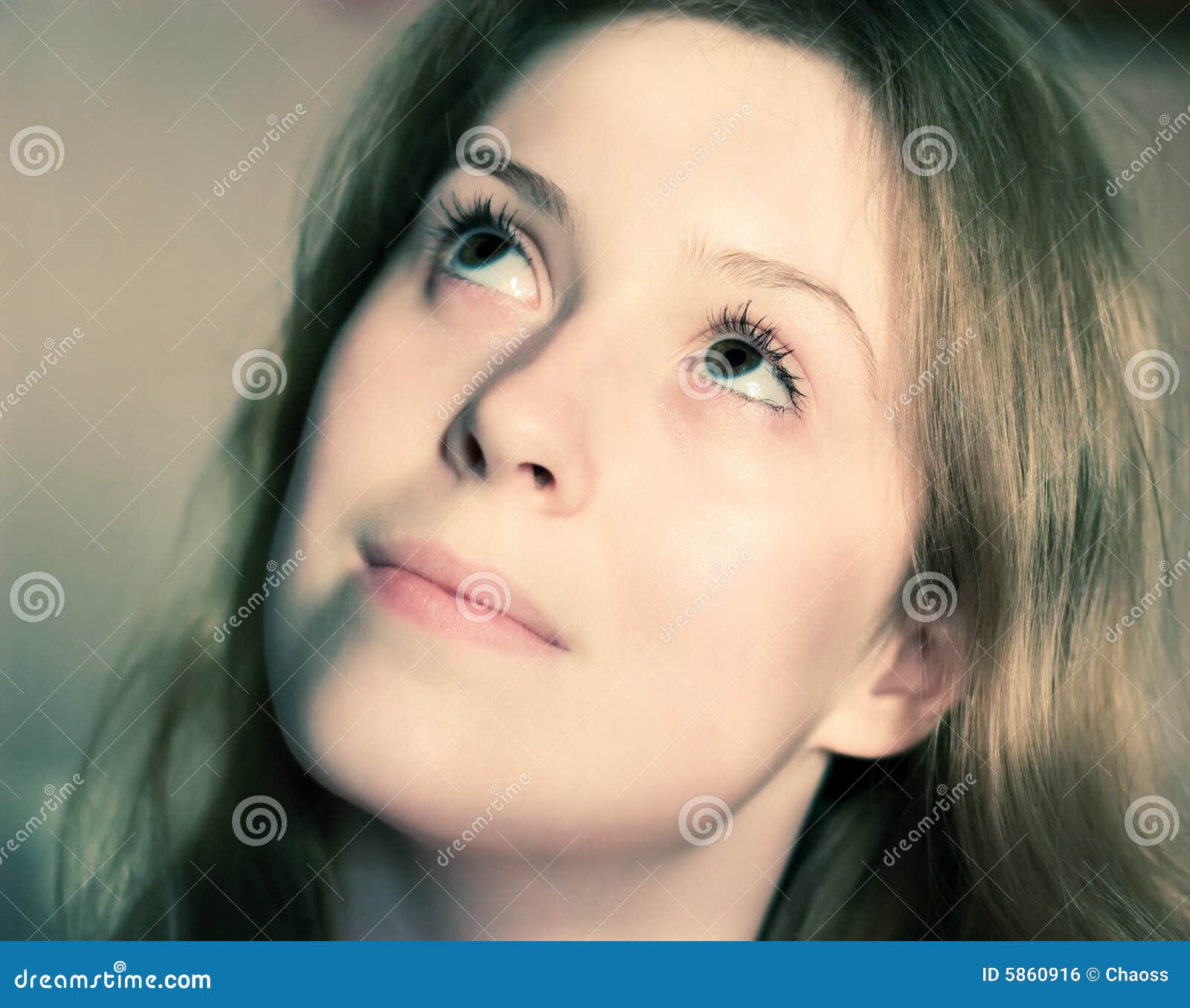 Thoughtful woman portrait stock photo. Image of side, expression - 5860916