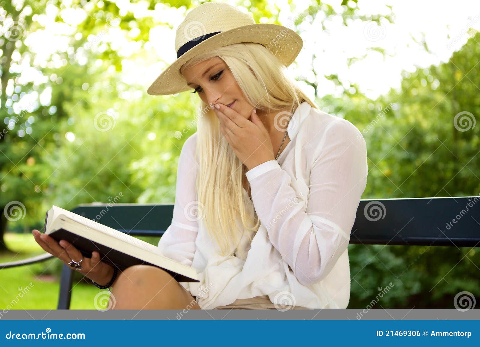 Thoughtful Woman Reading a Book Stock Photo - Image of hair, beautiful ...