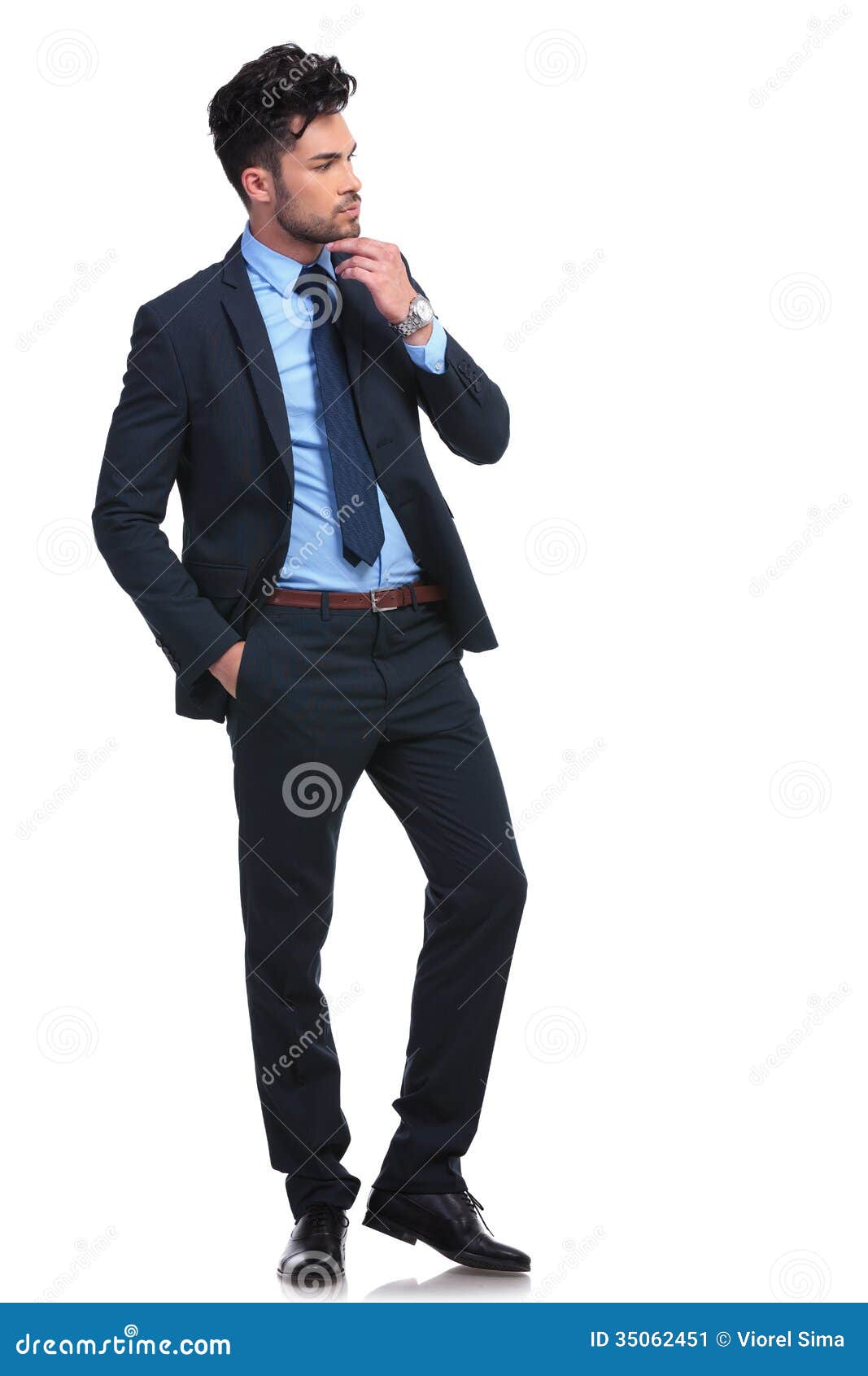 Thoughtful Young Business Man Looking To His Side Stock Image - Image ...