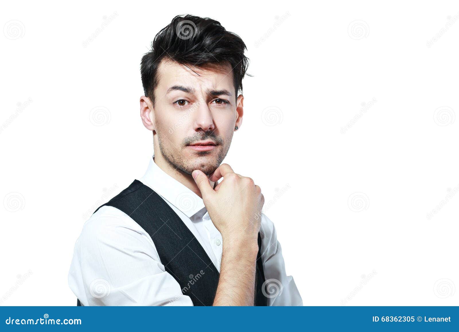 Thoughtful young man stock image. Image of eyebrow, european - 68362305