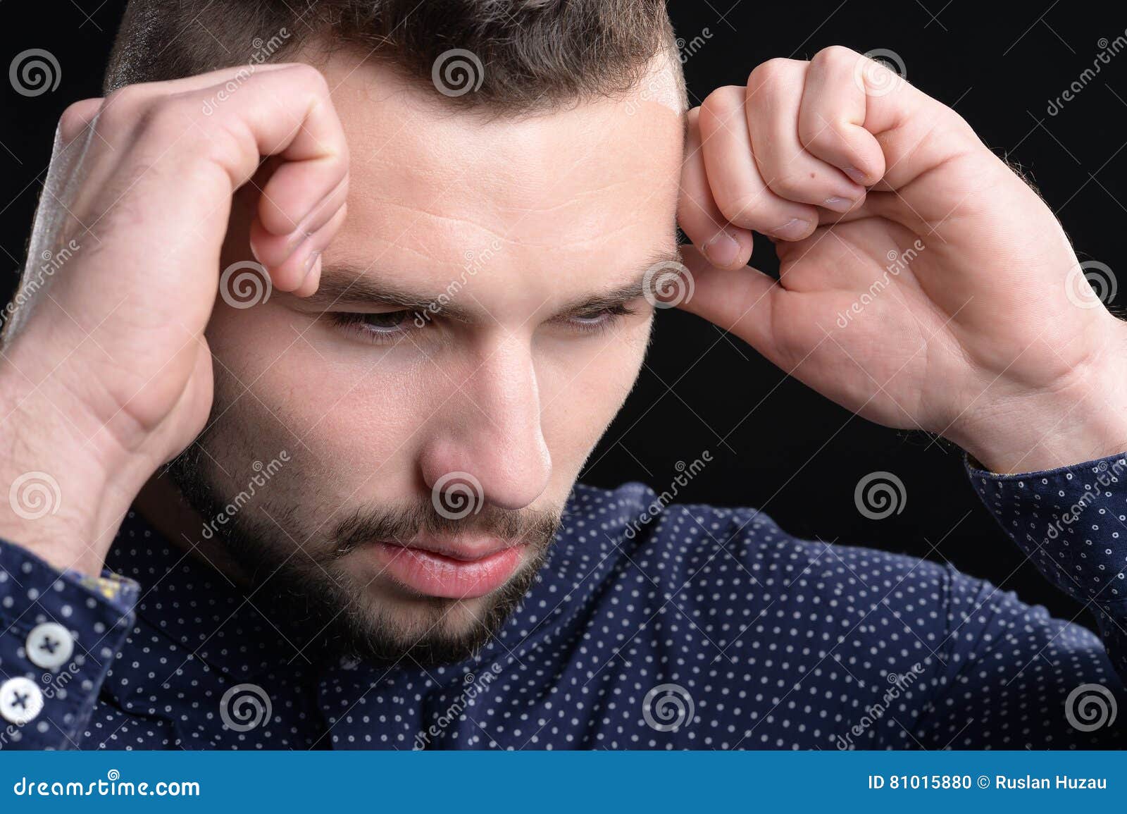 Thoughtful young man stock photo. Image of portrait, person - 81015880