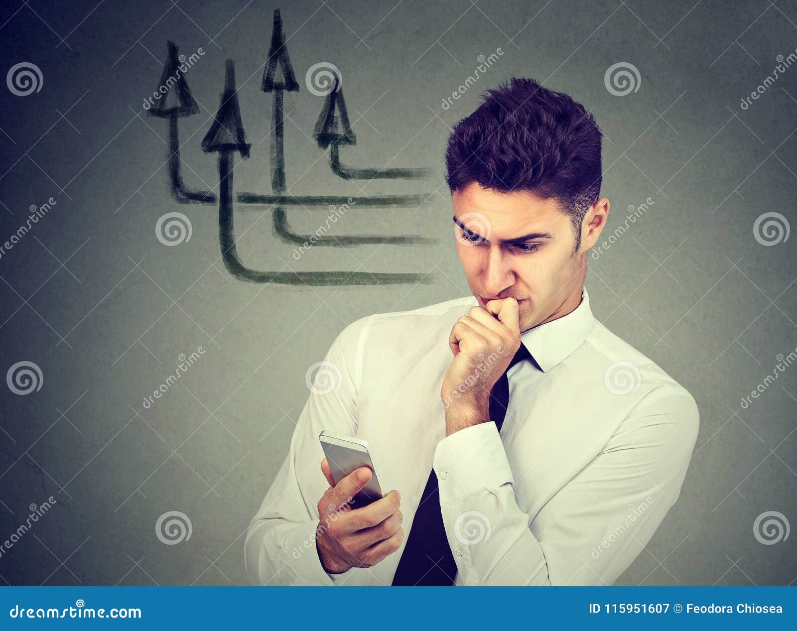 Thoughtful Business Man Using Mobile Phone Texting Sending Messages ...