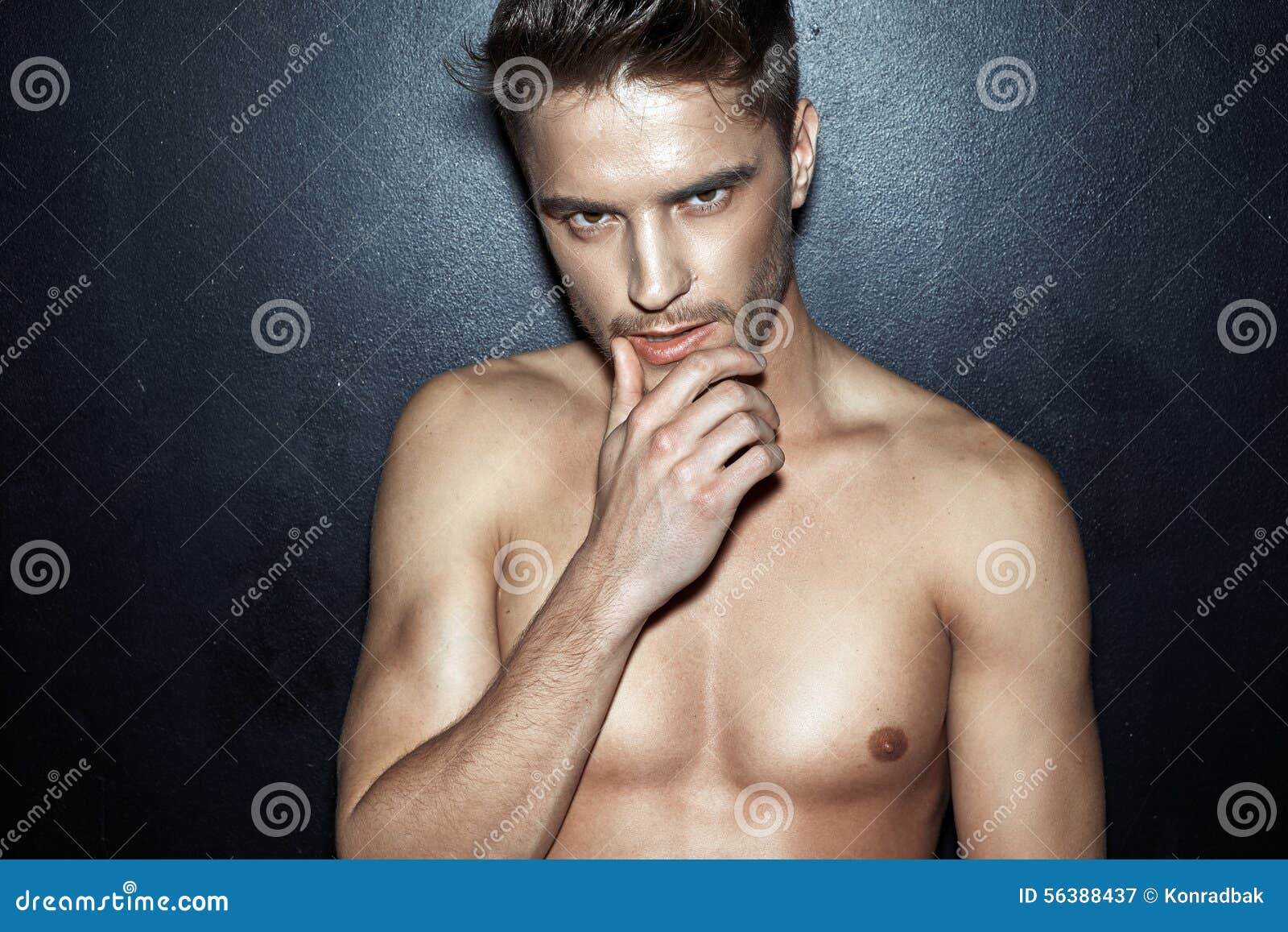 Thoughtful Young and Muscular Man Stock Image - Image of adult ...