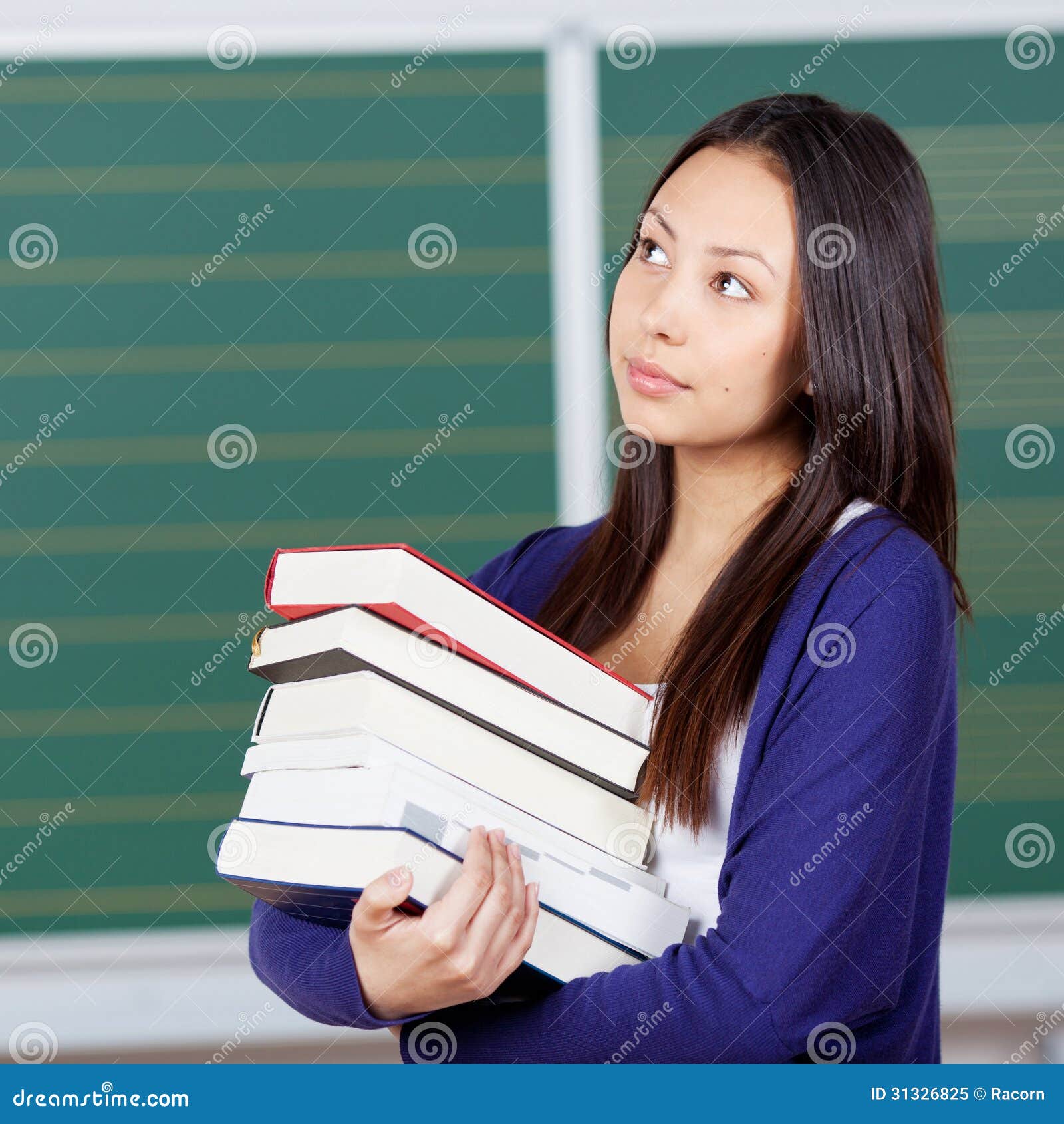 Thoughtful Young Student in Classroom Stock Image - Image of doubtful ...