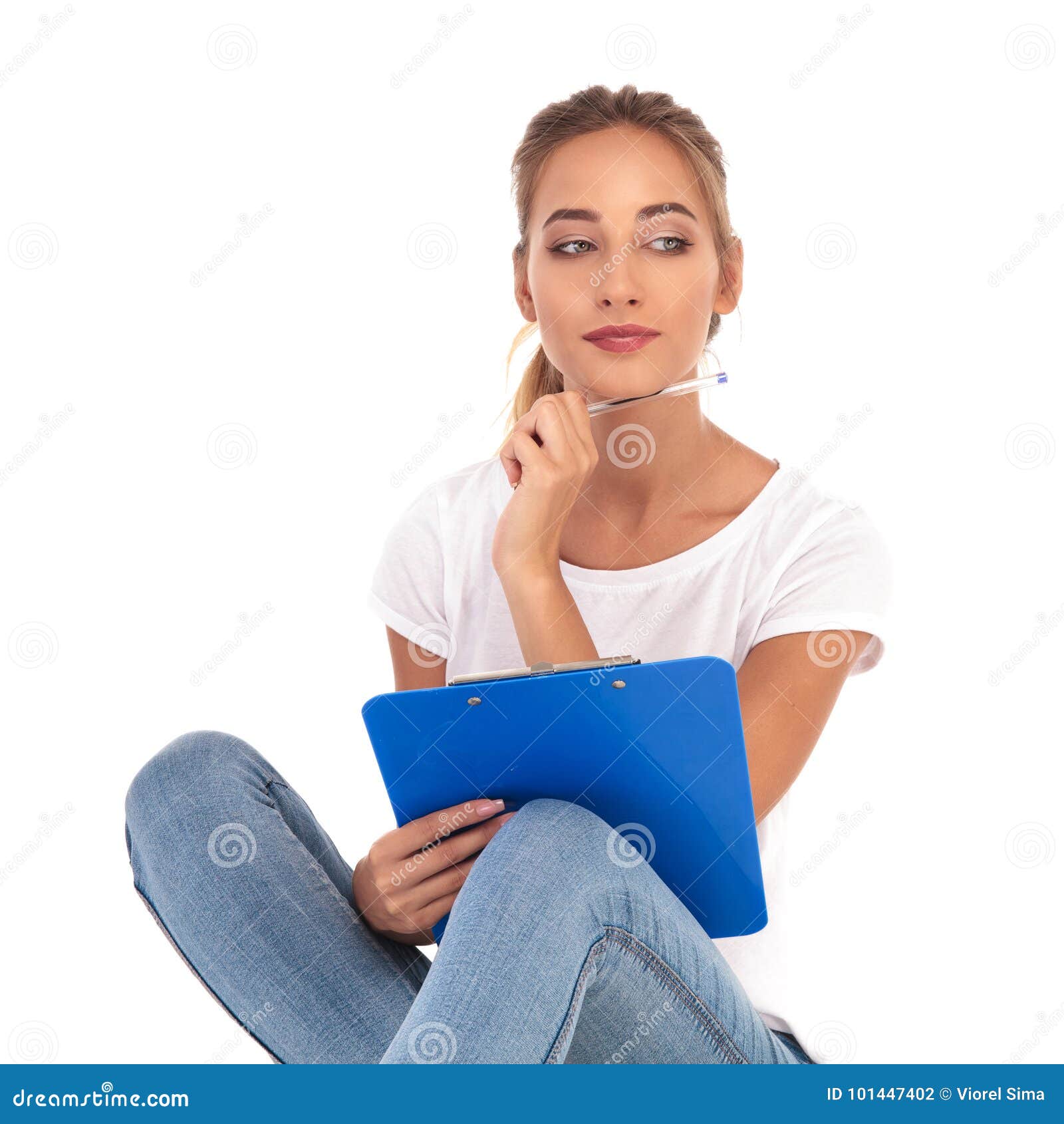 Thoughtful Young Student Sitting Stock Photo - Image of caucasian ...