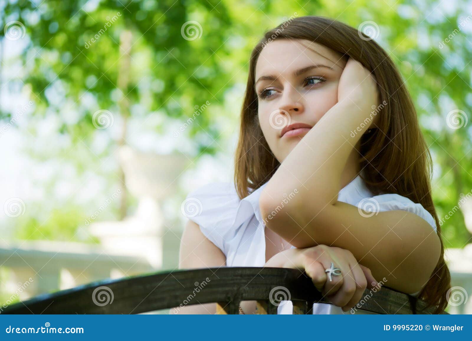 Thoughtful young woman. stock photo. Image of eyes, alone - 9995220
