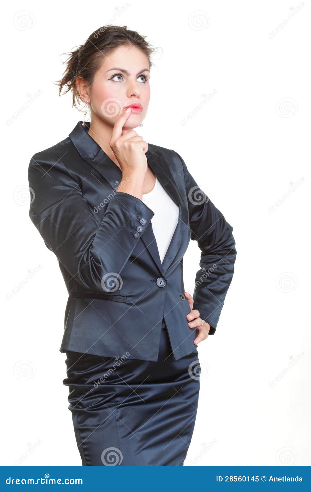 Thoughtful Young Woman, Isolated Stock Image - Image of beautiful ...