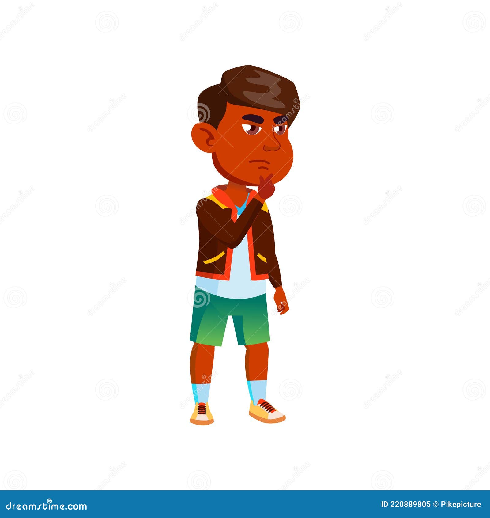 Thoughtfully Indian Boy Think Game Strategy Cartoon Vector Stock ...