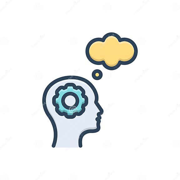 Color Illustration Icon for Thoughts, Idea and Think Stock Illustration ...