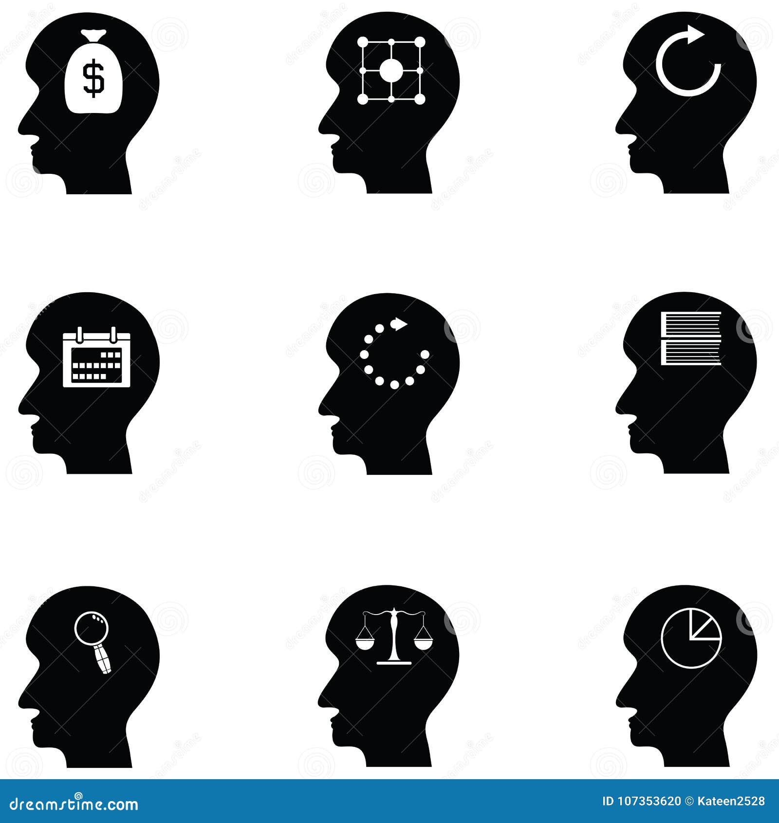 Thoughts icon set stock vector. Illustration of bulb - 107353620