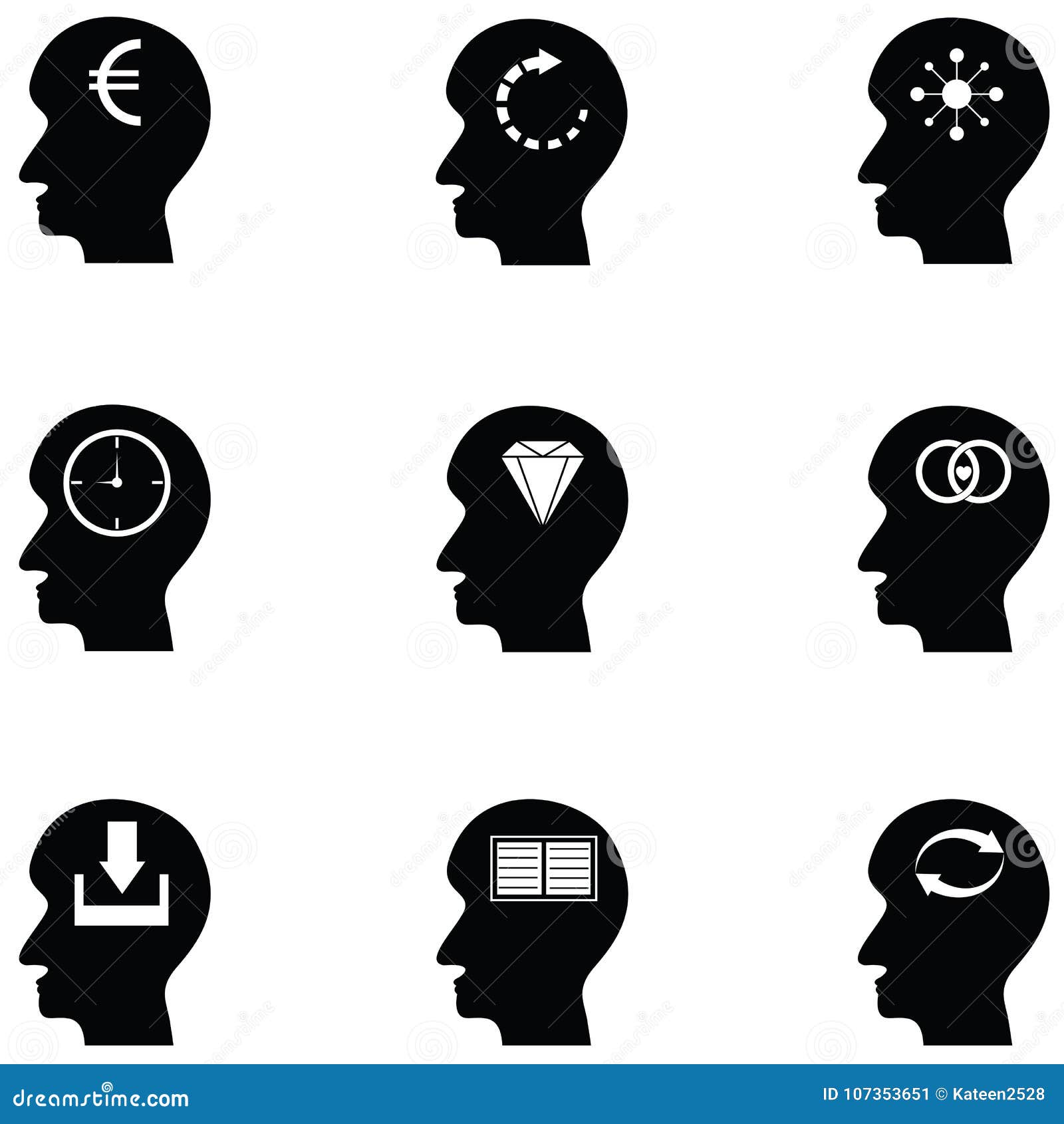 Thoughts icon set stock vector. Illustration of mind - 107353651