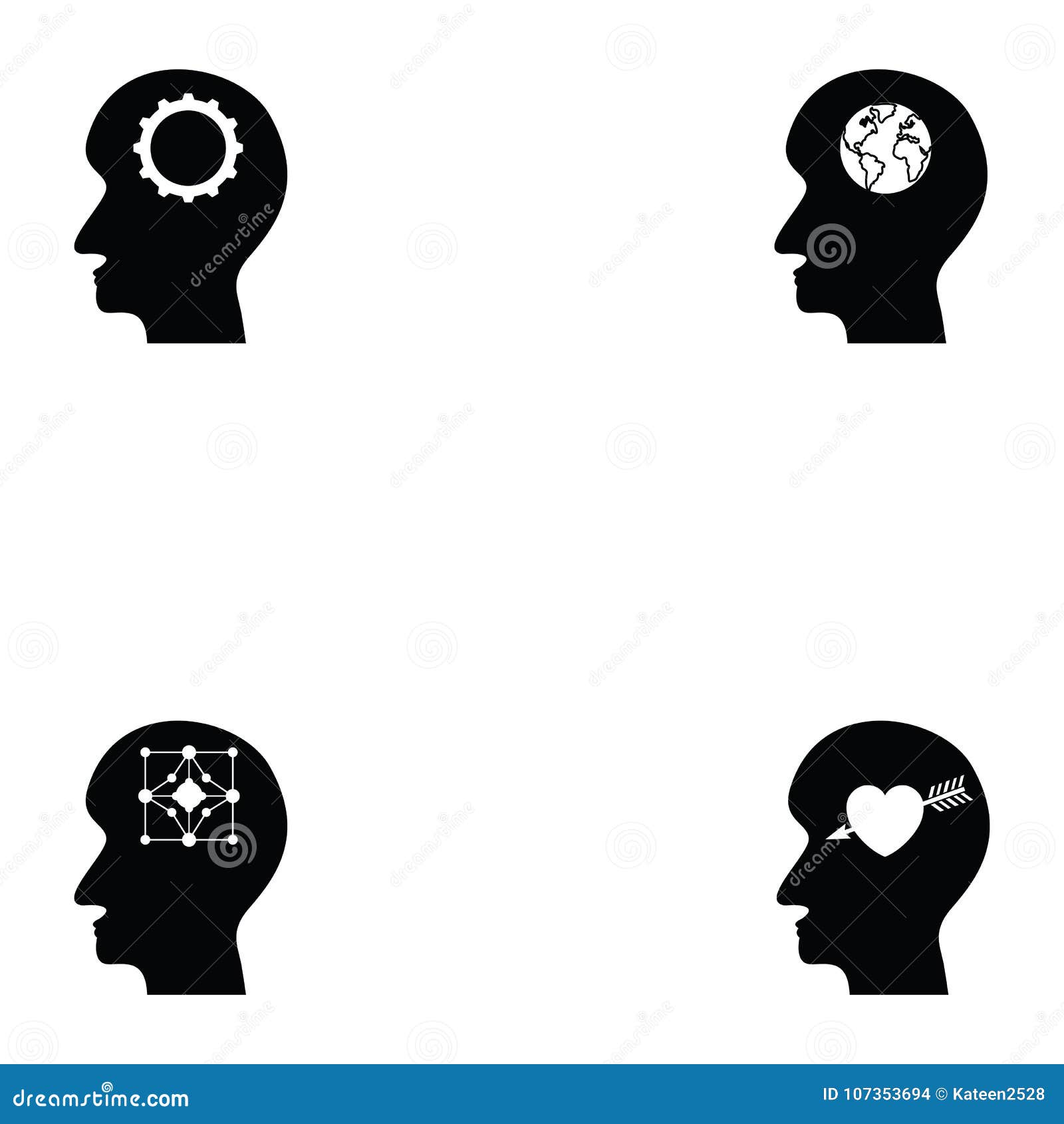 Thoughts icon set stock vector. Illustration of head - 107353694