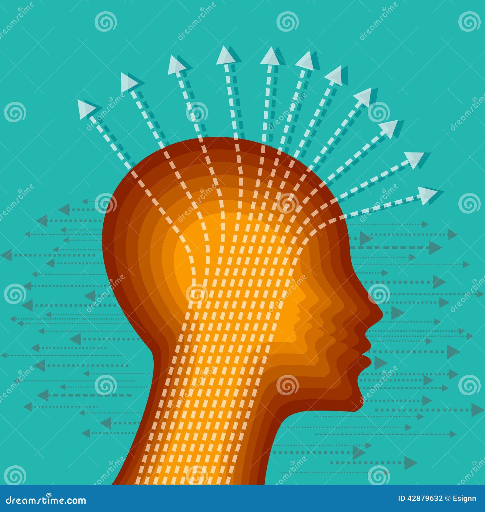 Thoughts and Options. Vector Illustration of Head with Arrows Stock ...