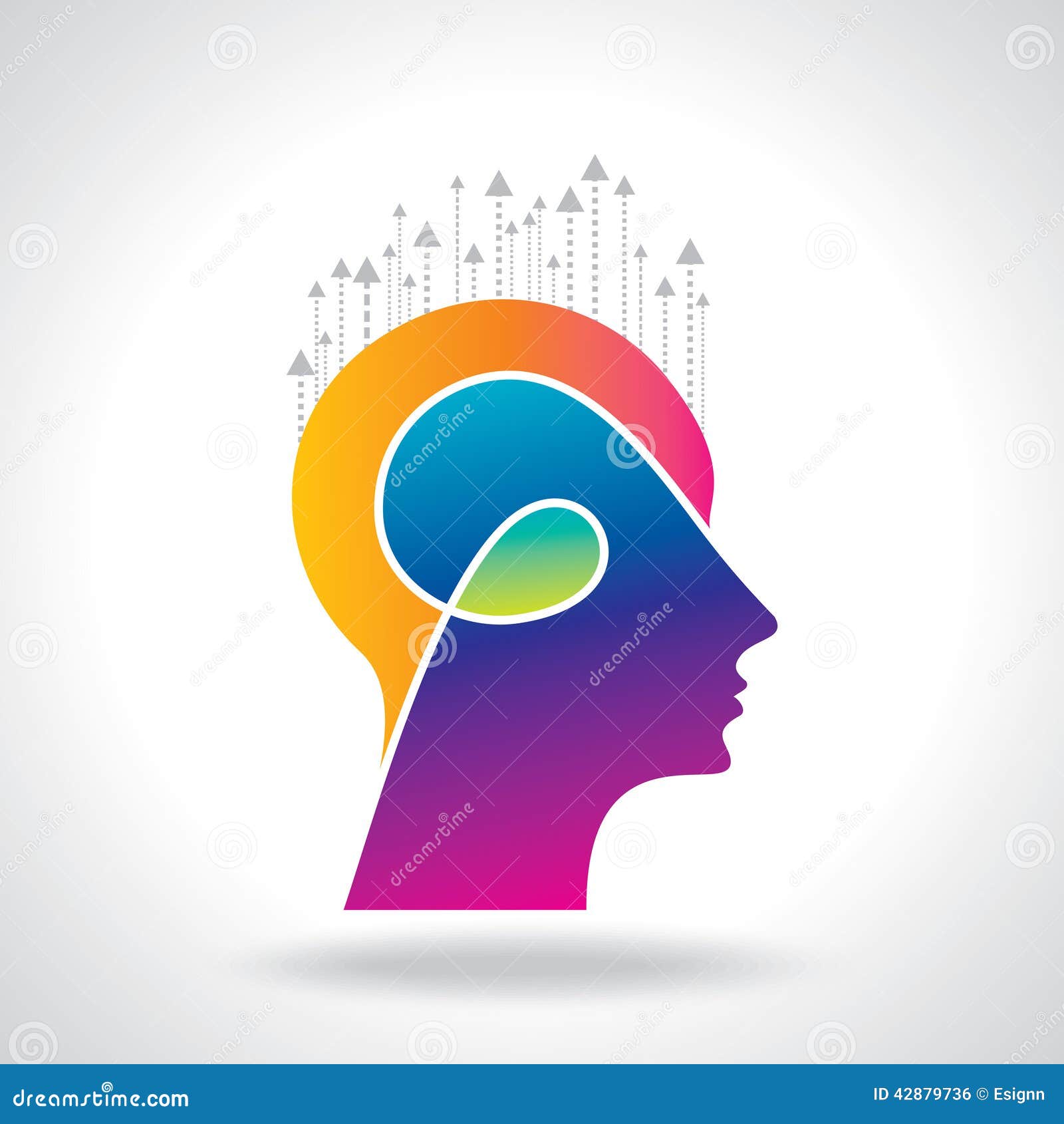 Thoughts and Options. Vector Illustration of Head with Arrows Stock ...