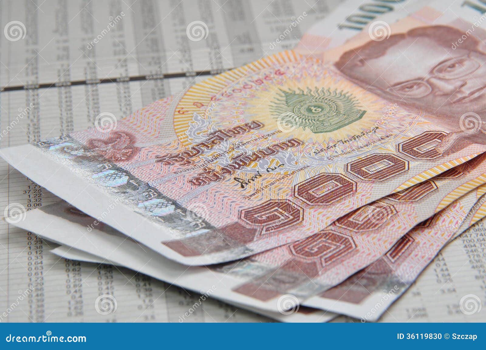 Thousand Baht Notes on Stock Quotes Stock Photo - Image of thai ...