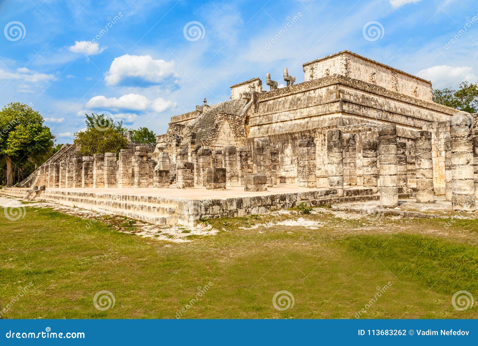 Columns Mayan Chichen Itza Mexico Ruins In Rows Stock Image ...