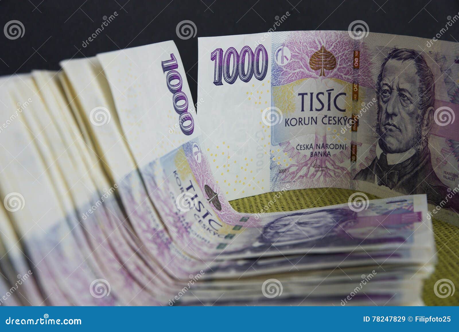 Thousand Koruna notes stock image. Image of stack, republic - 78247829