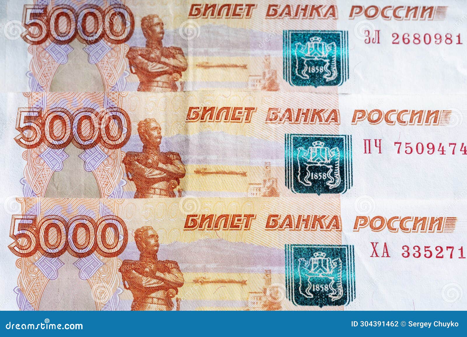 Thousand Russian Rubles Banknotes, Close-up. Stock Photo - Image of ...